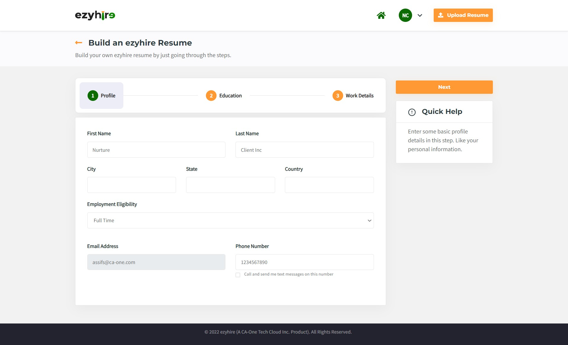 ezyhire.com – CA-One Tech Cloud